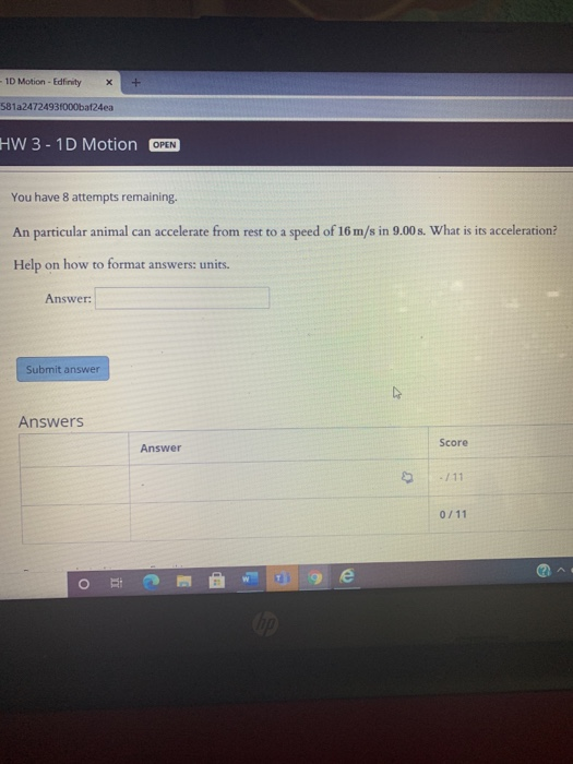 Solved - 10 Motion - Edfinity 581a2472493000baf24ea HW 3 - | Chegg.com