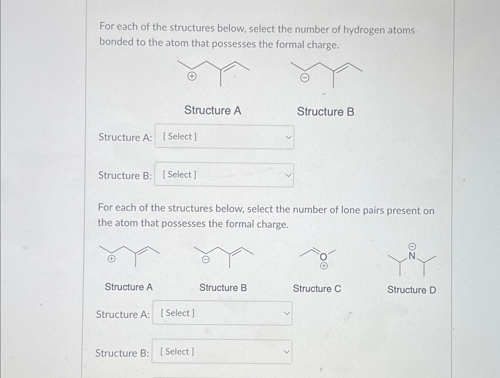 Solved For each of the structures below, select the number | Chegg.com