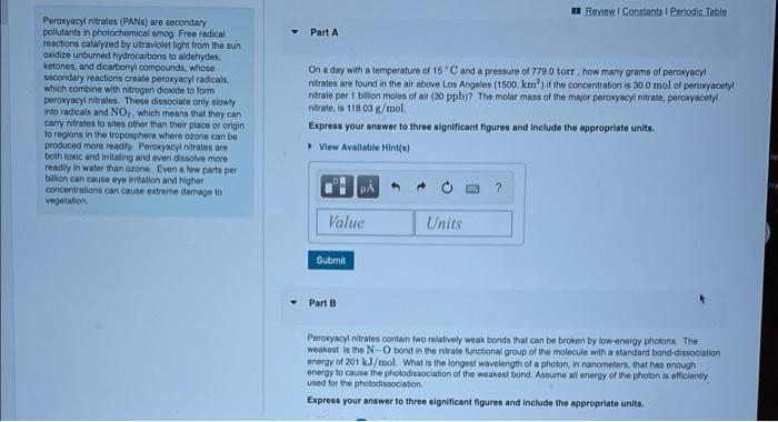 Solved Review Constants Periodic Table Part A Peroxyacyl | Chegg.com