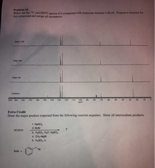 Solved Problem #4 Below are the "C and DEPT spectra of a | Chegg.com