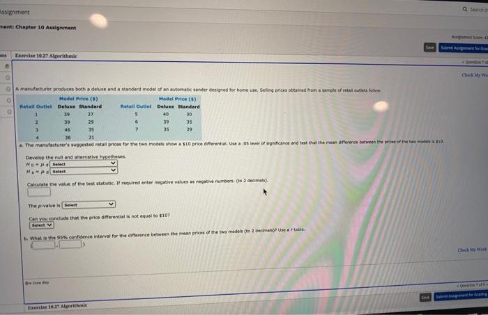 Solved assignment ment Chapter 10 Assignment Exerc 10.77 | Chegg.com