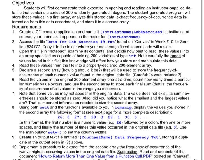 Solved Objectives Students will first demonstrate their | Chegg.com