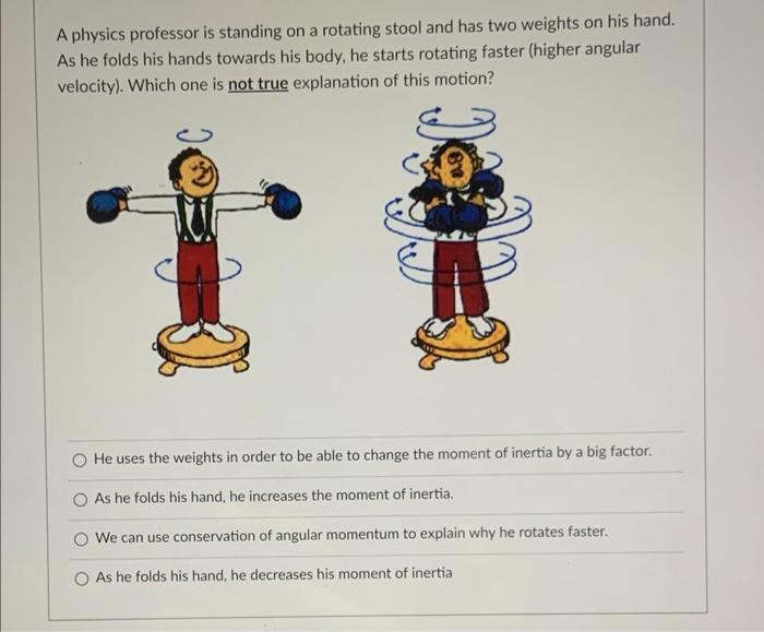 Solved A physics professor is standing on a rotating stool | Chegg.com