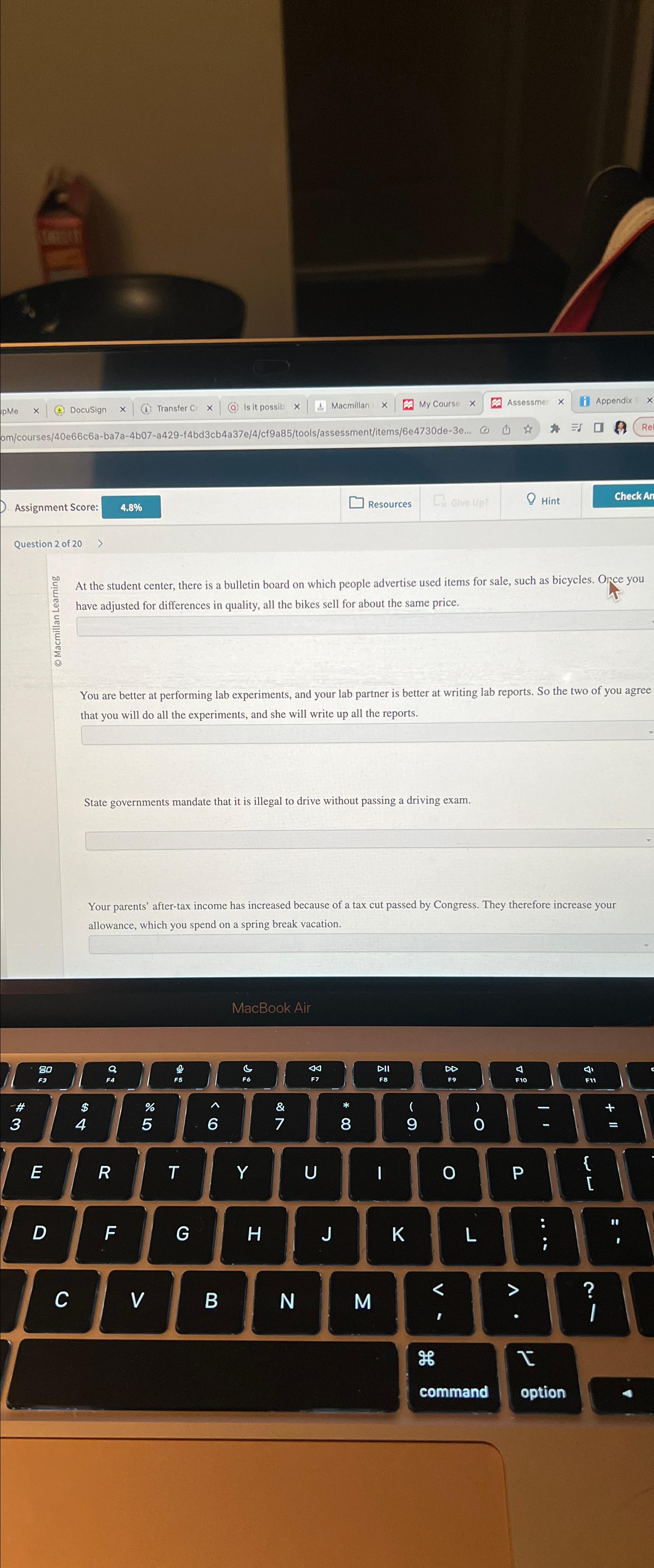 Solved Assignment Score:ResourcesHintQuestion 2 ﻿of 20At the | Chegg.com