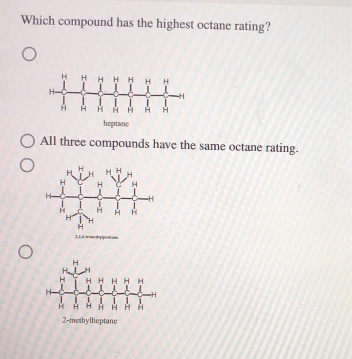 Solved Which compound has the highest octane rating? н н н н | Chegg.com
