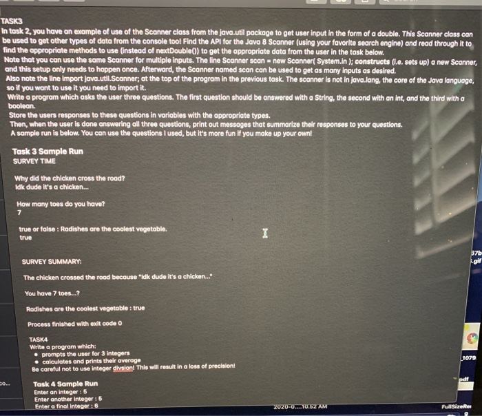 Solved TASKS In task 2, you have an example of use of the | Chegg.com