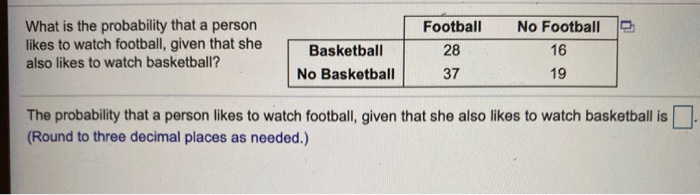 Solved Football What is the probability that a person likes | Chegg.com