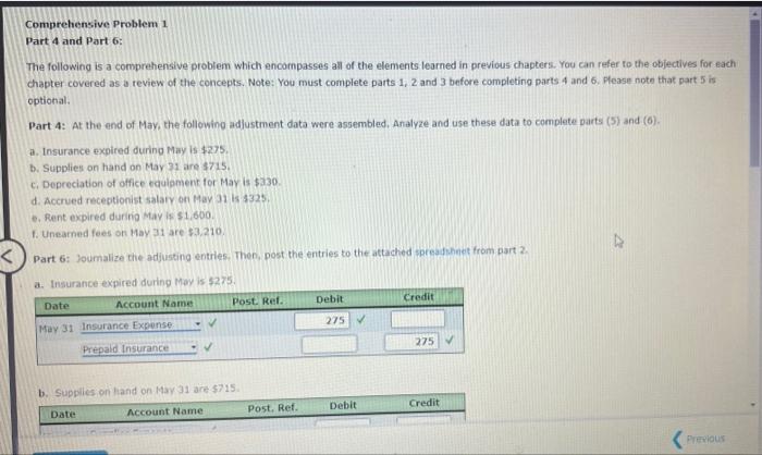 Solved Comprehensive Problem 1 Part 7: The following is a | Chegg.com Solved Comprehensive Problem 1 Part 7: The following is a | Chegg.com