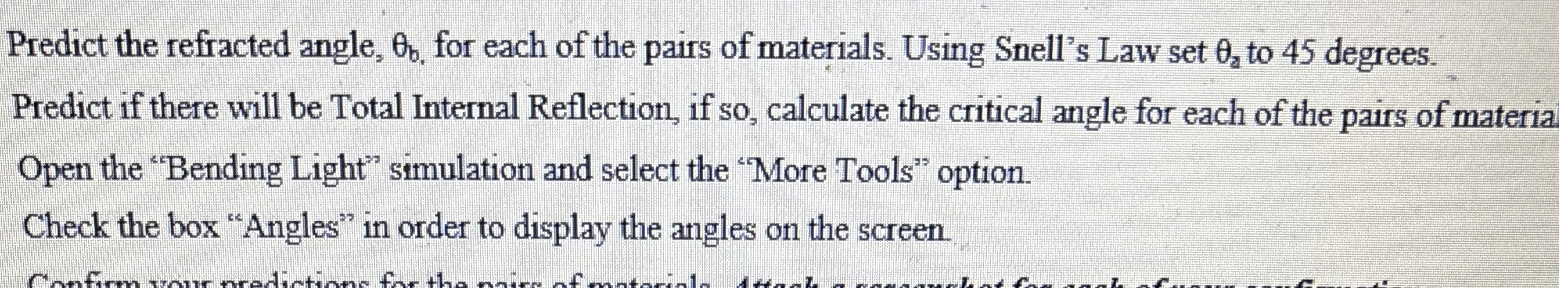 Solved Predict the refracted angle, θb, ﻿for each of the | Chegg.com