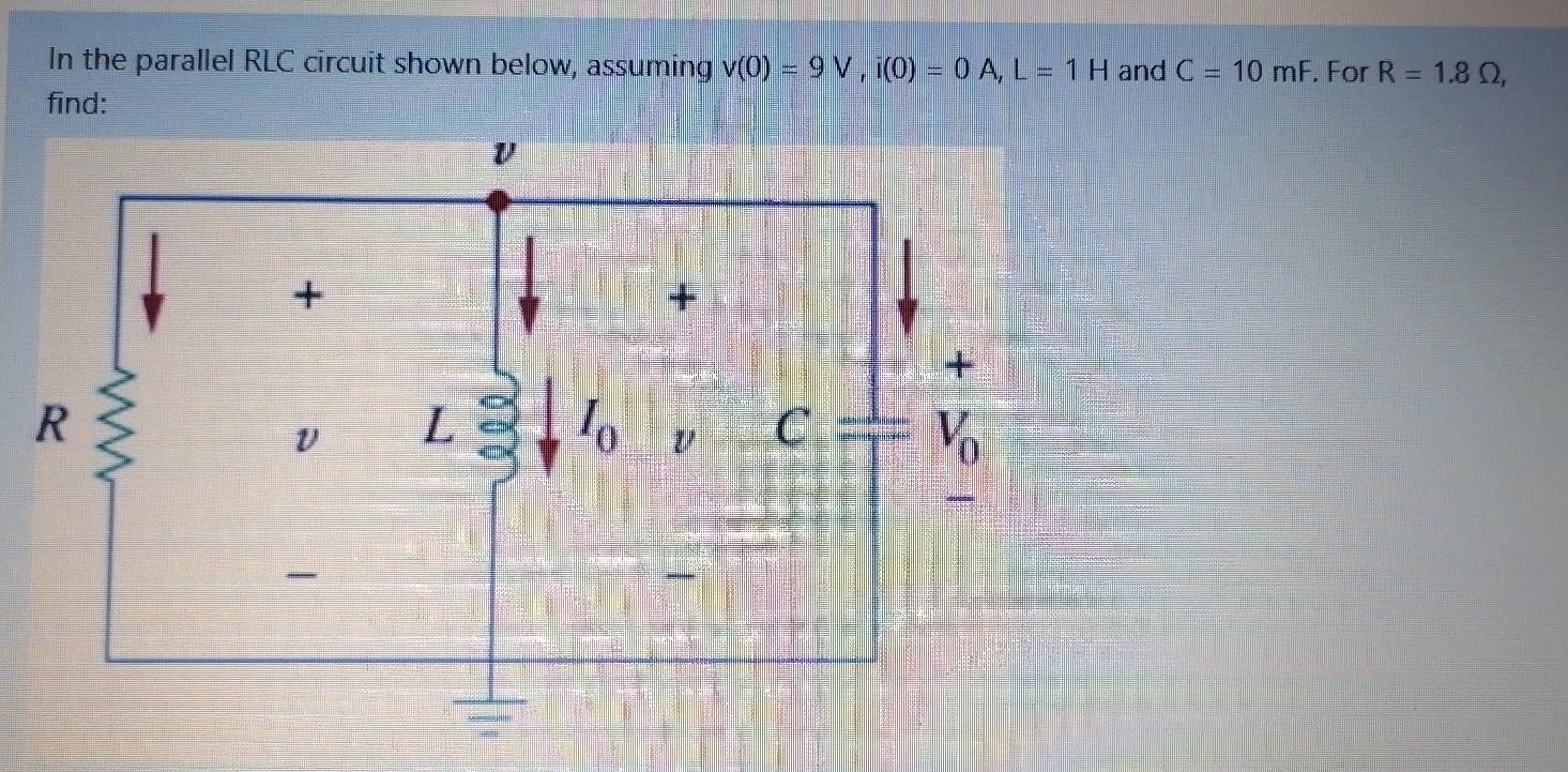 Solved In the parallel RLC circuit shown below, assuming | Chegg.com