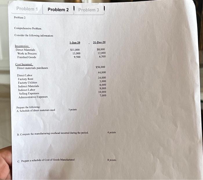 Solved Problem 1 Problem 2 Comprehensive Problem. Consider | Chegg.com