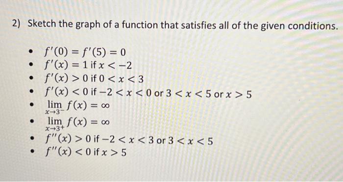 Solved 2) Sketch the graph of a function that satisfies all | Chegg.com