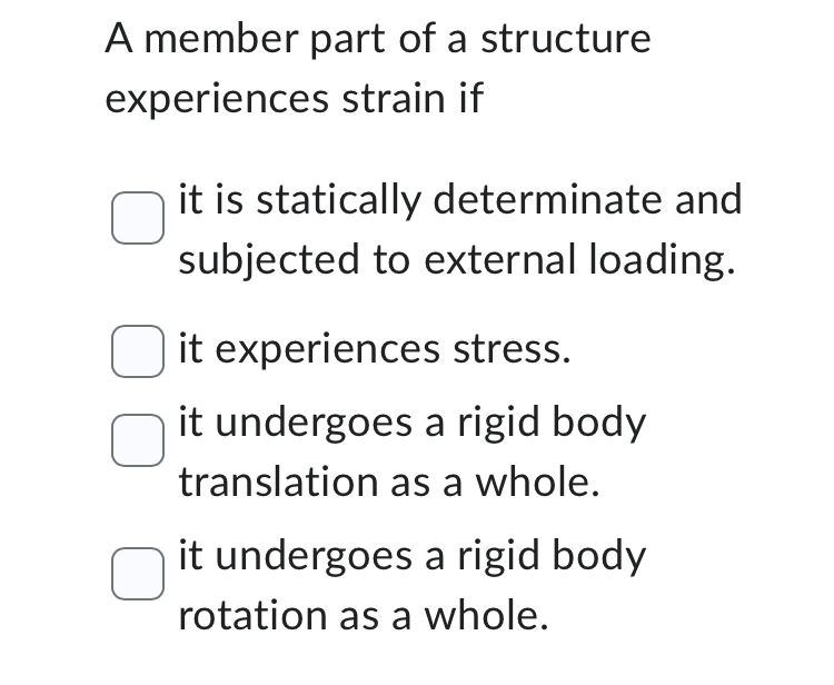 Solved A member part of a structure experiences strain ifit | Chegg.com