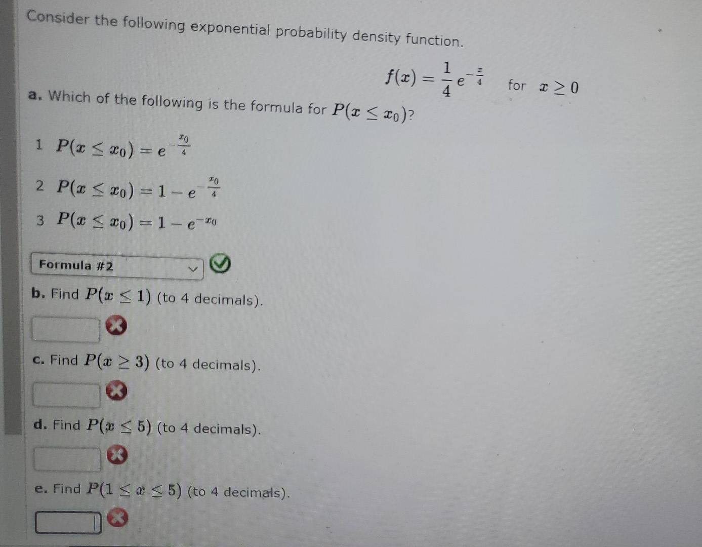 Solved Consider the following exponential probability | Chegg.com
