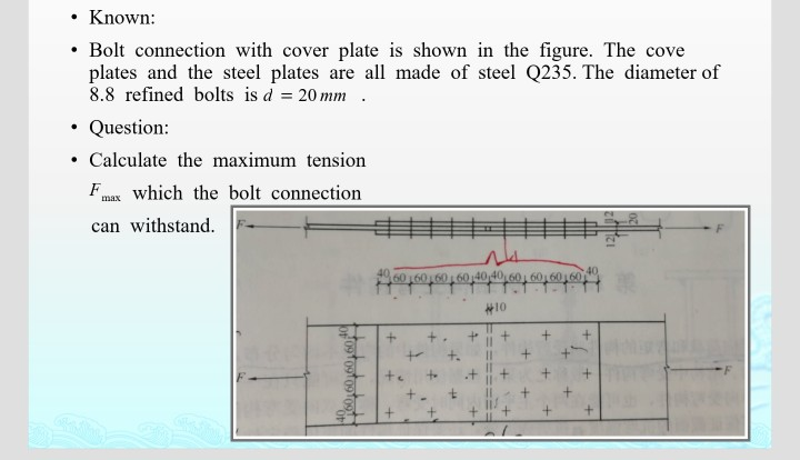 Solved • Known: • Bolt connection with cover plate is shown | Chegg.com