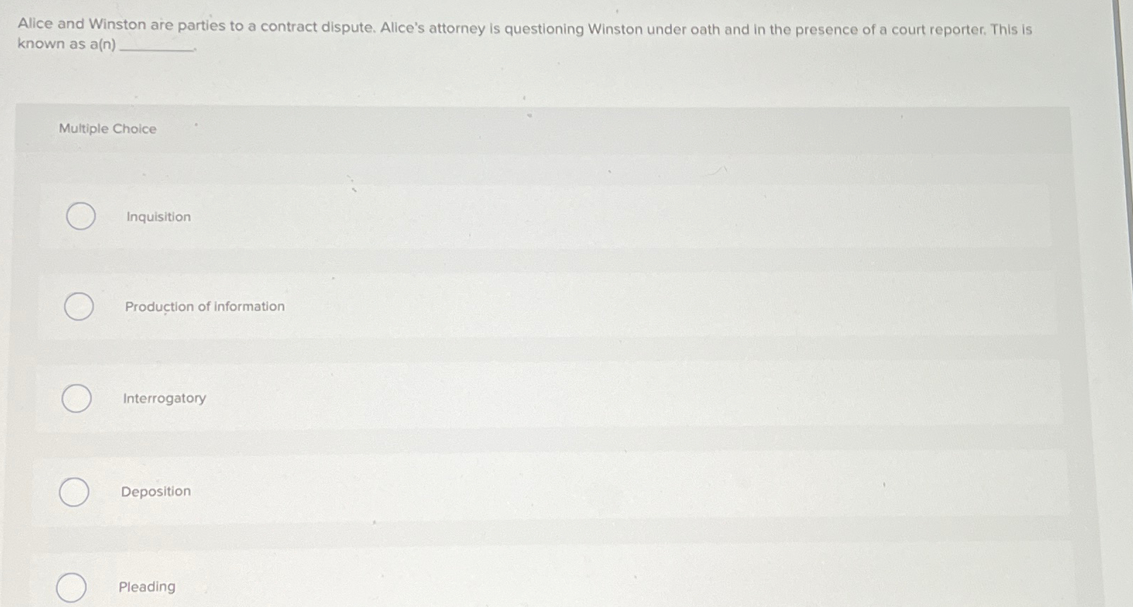 Solved Alice and Winston are parties to a contract dispute. | Chegg.com