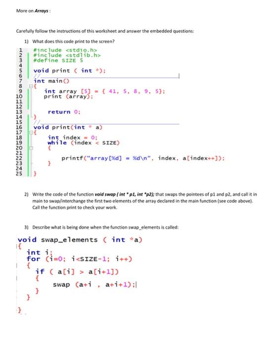 Solved More on Arrays: Carefully follow the instructions of | Chegg.com