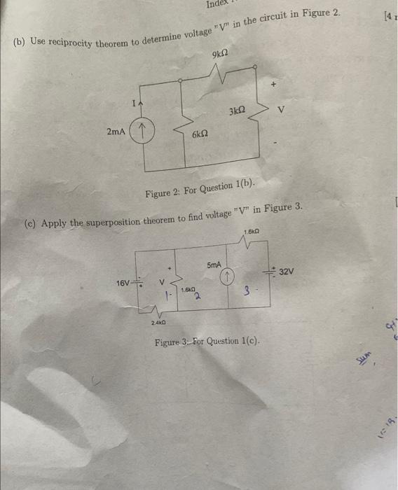Solved (b) Use reciprocity "thumann in determine voltage | Chegg.com