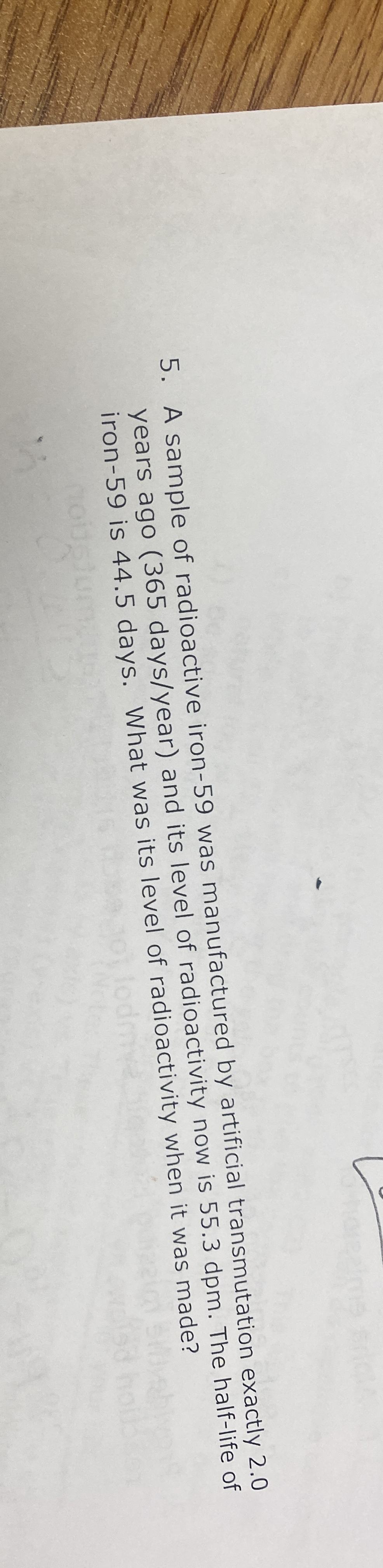 Solved A sample of radioactive iron-59 ﻿was manufactured by | Chegg.com
