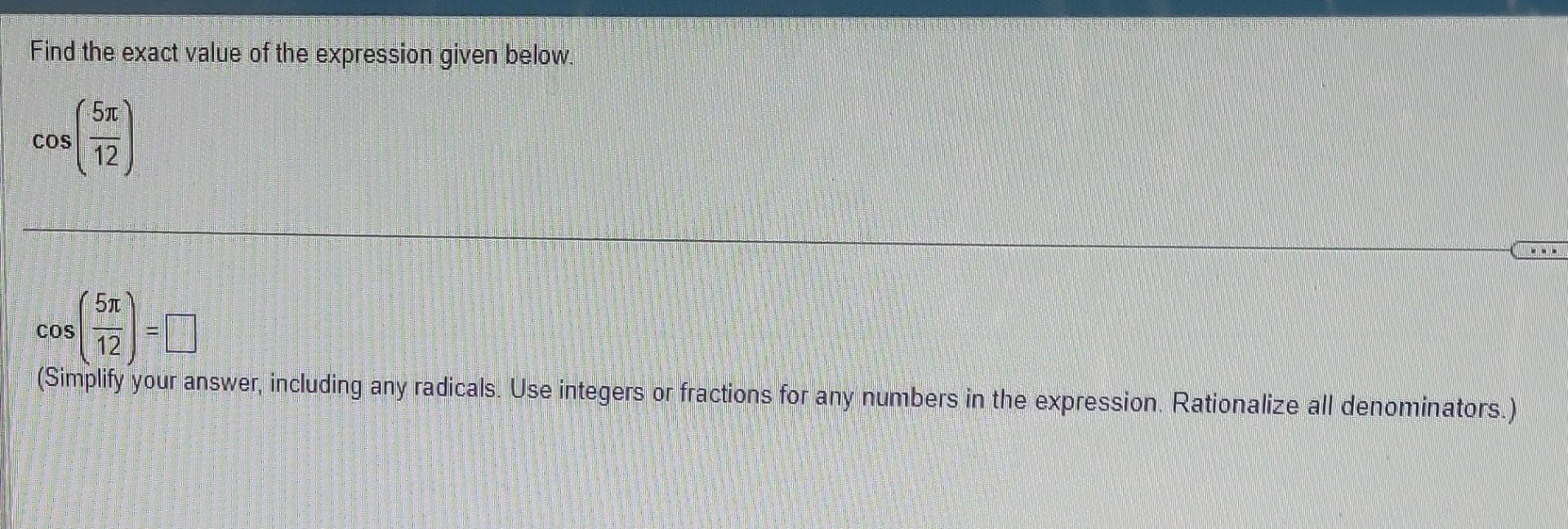 Solved Find the exact value of the expression given below. | Chegg.com