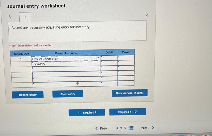 Solved Journal entry worksheet Record any necessary | Chegg.com