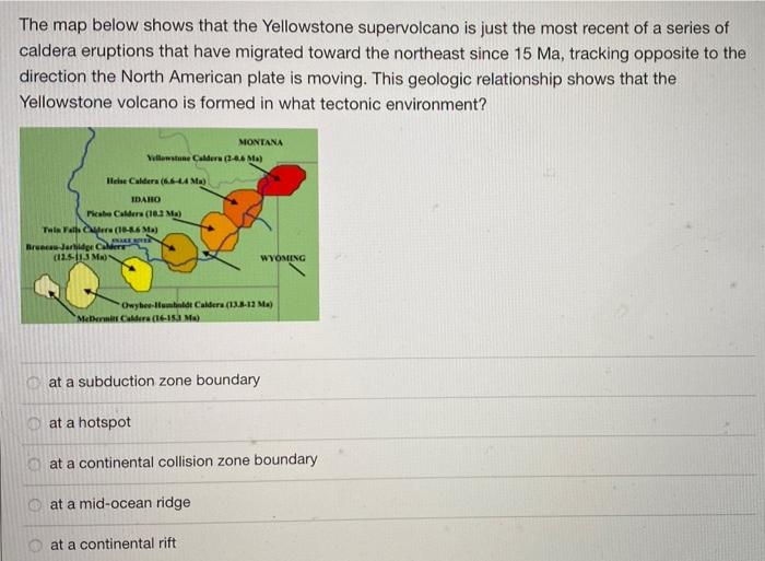 Solved The map below shows that the Yellowstone supervolcano | Chegg.com