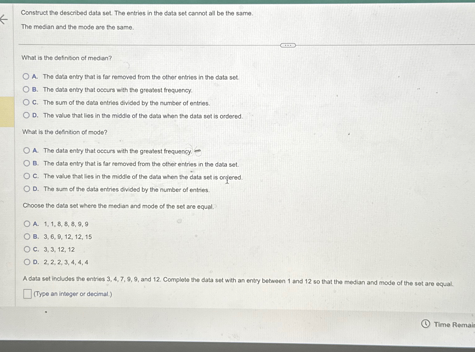 Solved Construct the described data set. The entries in the | Chegg.com