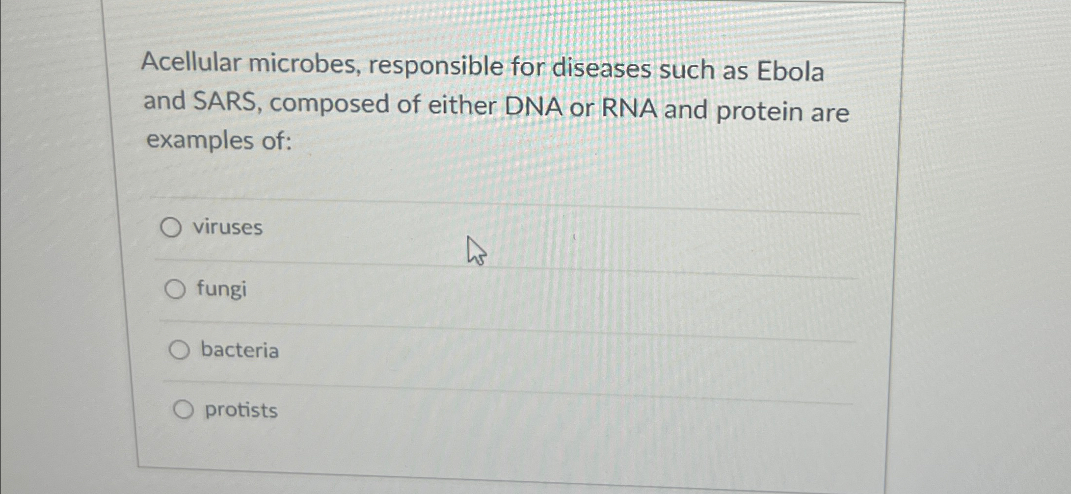 Solved Acellular microbes, responsible for diseases such as | Chegg.com