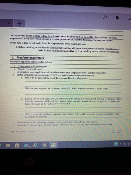 Physical Science Laboratory: PSC 151 Lab 8 Volume vs. | Chegg.com