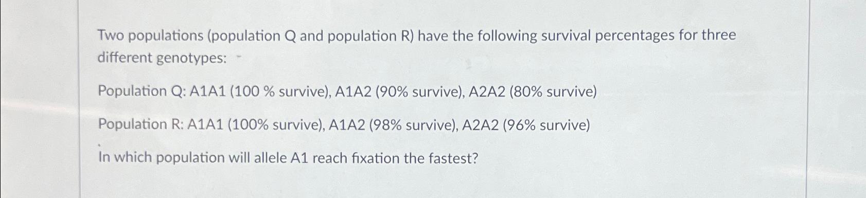 Solved Two populations (population Q ﻿and population R ) | Chegg.com