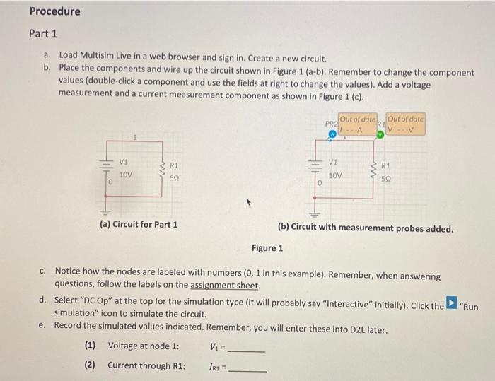 Solved Procedure Part 1 a. Load Multisim Live in a web | Chegg.com