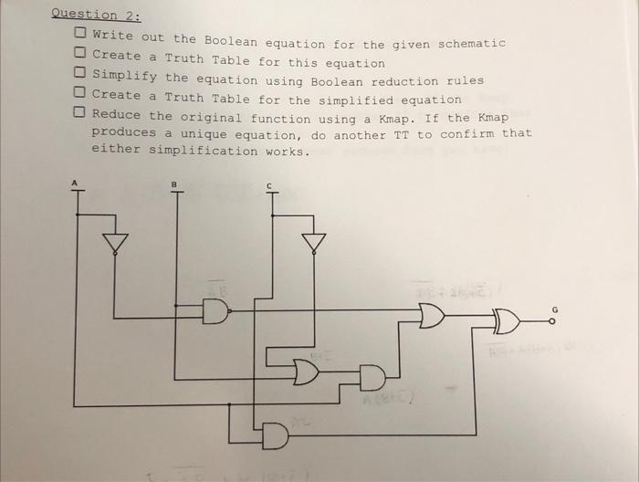 Question 2 Write Out The Boolean Equation For The