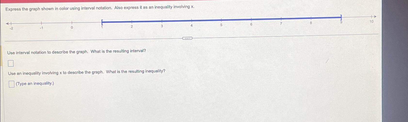 Solved Express the graph shown in color using interval | Chegg.com