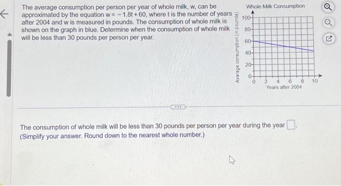 Solved The average consumption per person per year of whole | Chegg.com