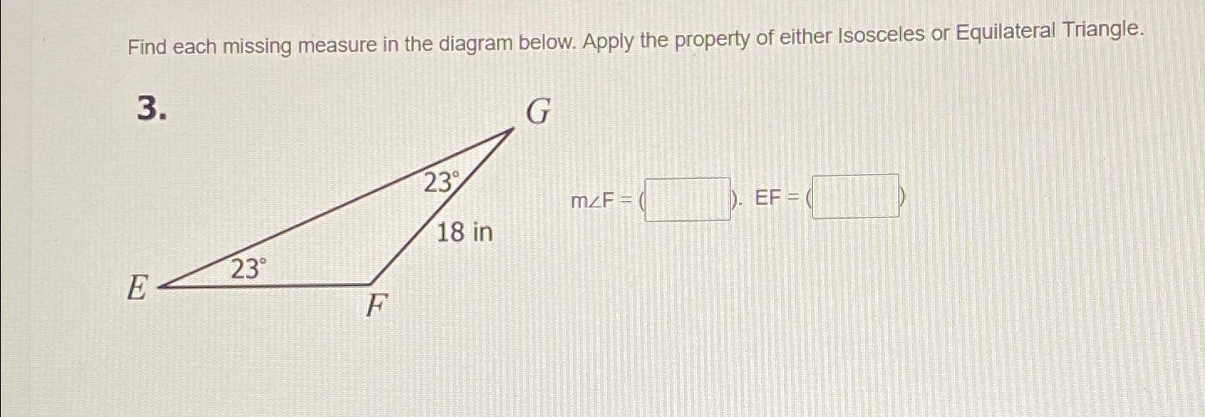 Solved Find each missing measure in the diagram below. Apply | Chegg.com
