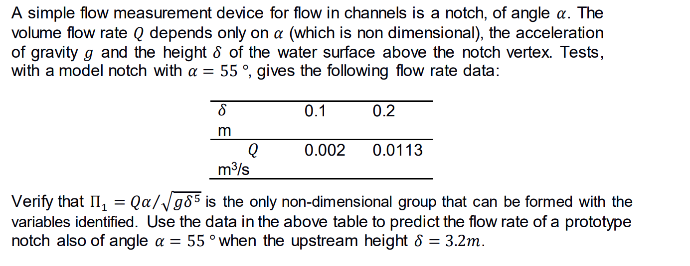 Solved A simple flow measurement device for flow in channels | Chegg.com