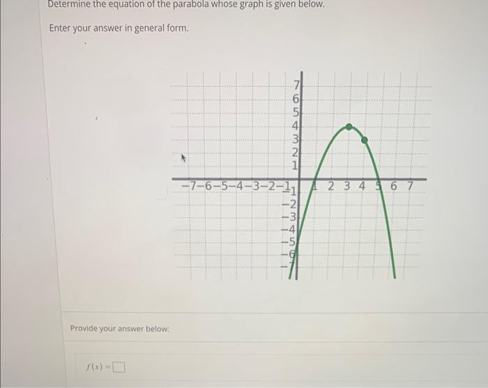 Solved Determine the equation of the parabola whose graph is | Chegg.com