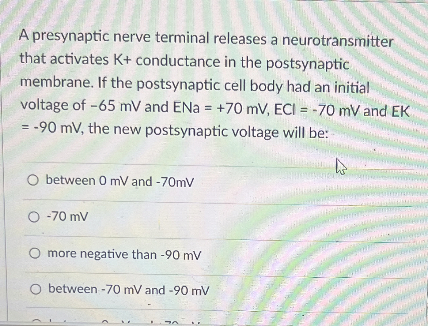 Solved A presynaptic nerve terminal releases a | Chegg.com