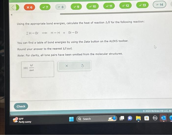 Solved Using the appropriate bond energies, calculate the | Chegg.com