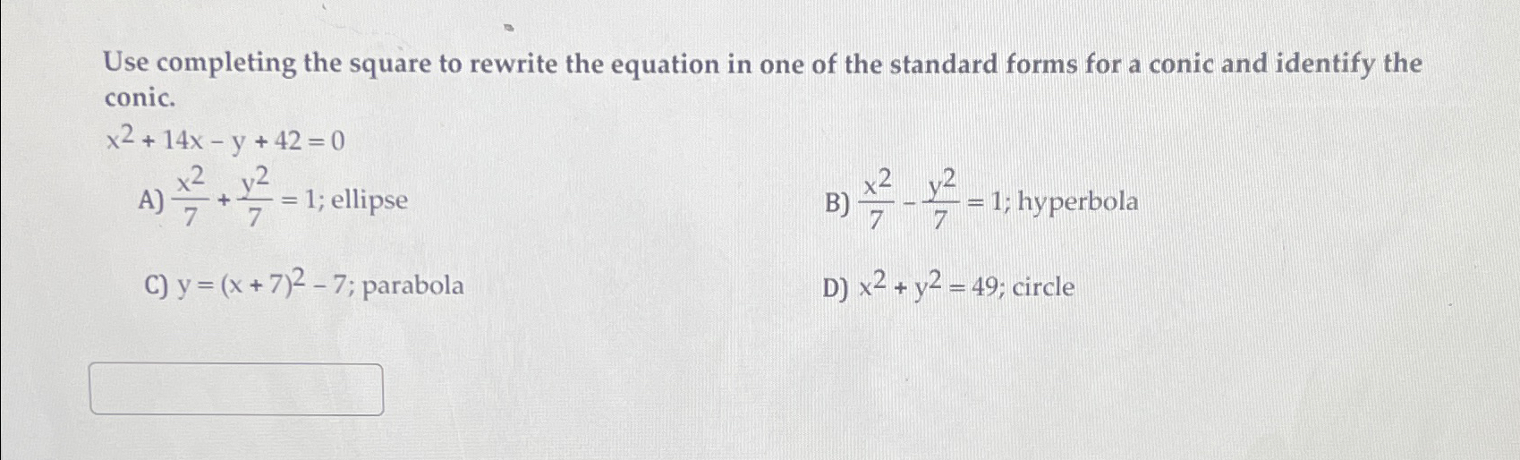 Solved Use completing the square to rewrite the equation in | Chegg.com