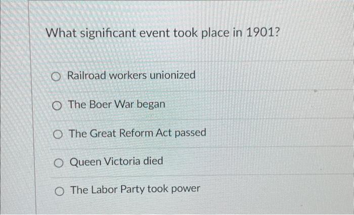 What significant event took place in 1901? Railroad | Chegg.com