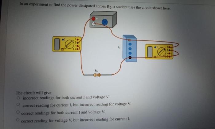 Solved In an experiment to find the power dissipated across | Chegg.com