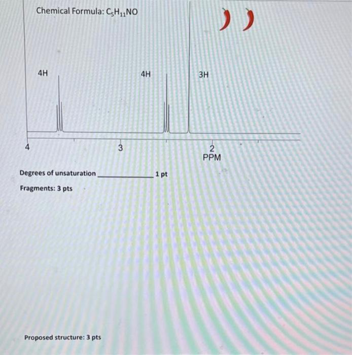 Solved Chemical Formula: C5H,,NO 4H 4H 3H 4 3 2. PPM Degrees | Chegg.com