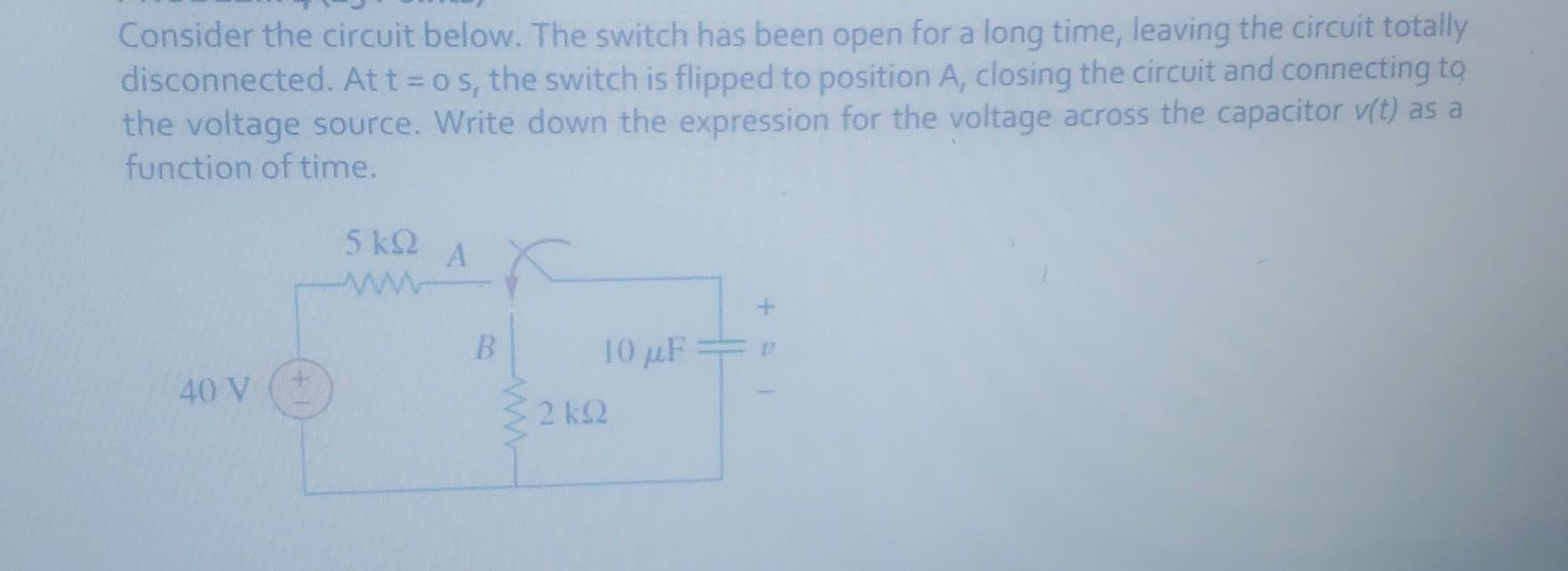 Solved Consider the circuit below. The switch has been open | Chegg.com