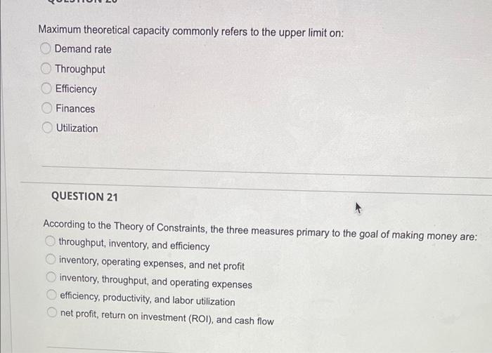 Solved Maximum theoretical capacity commonly refers to the | Chegg.com