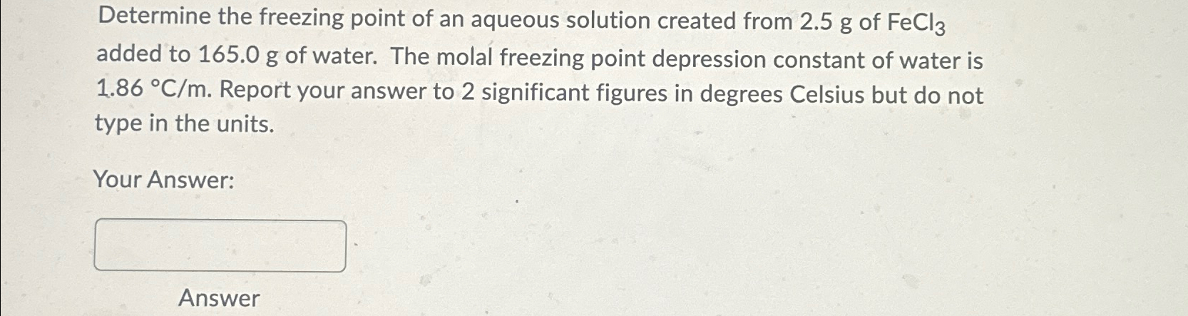 Solved Determine the freezing point of an aqueous solution | Chegg.com