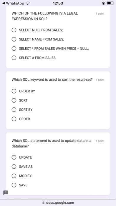 Solved WHICH OF THE FOLLOWING IS A LEGAL 1 point EXPRESSION | Chegg.com