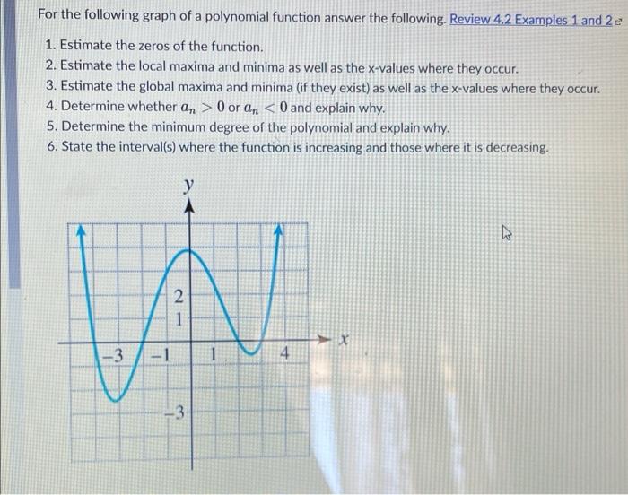 Solved For the following graph of a polynomial function | Chegg.com