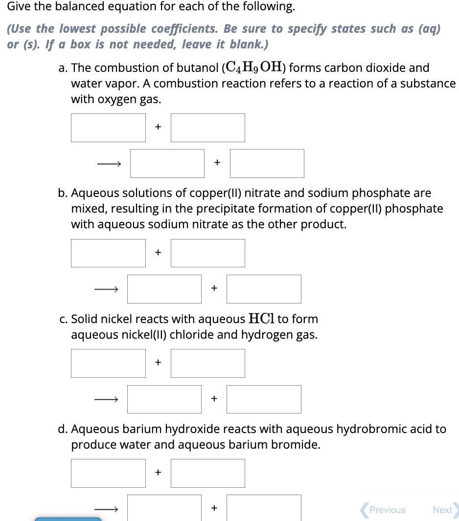Give the balanced equation for each of the following. | Chegg.com
