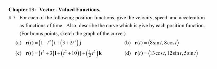 Solved Chapter 13: Vector - Valued Functions. # 7. For each | Chegg.com